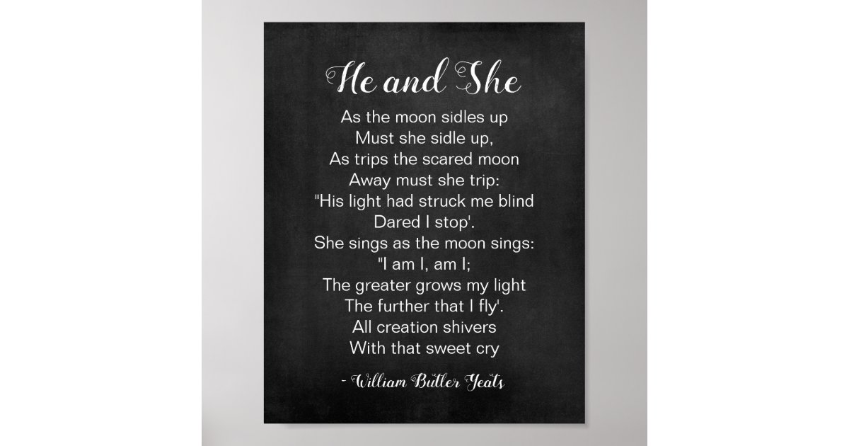 He and She Poem Black and White Poster | Zazzle