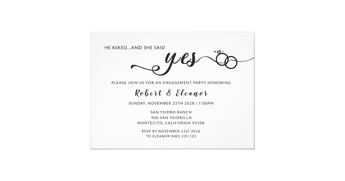 He Asked and She Said Yes Engagement Invitation | Zazzle.com