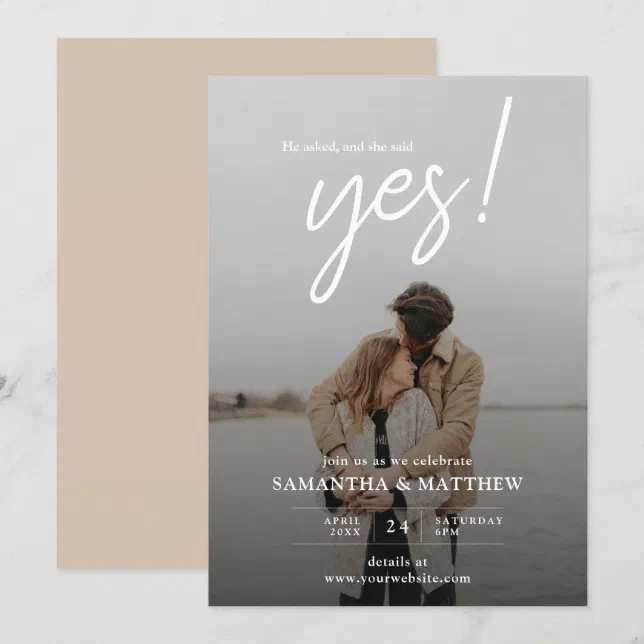 He Asked and She Said Yes Photo Engagement Party Invitation | Zazzle