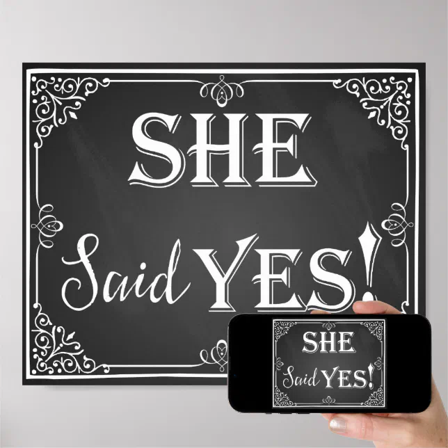 He asked she said yes engagement photo prop sign | Zazzle