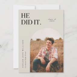 He Did It Ash Arch Graduation Announcement | Zazzle