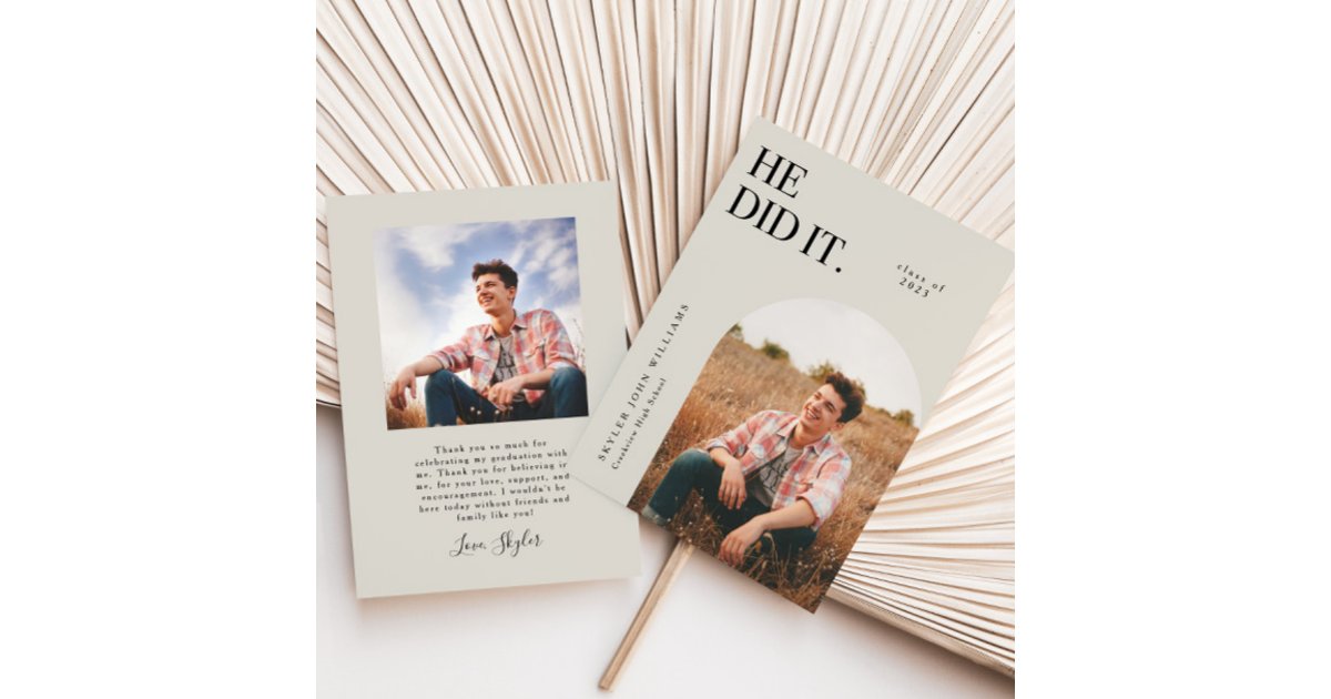 He Did It Ash Arch Graduation Announcement | Zazzle