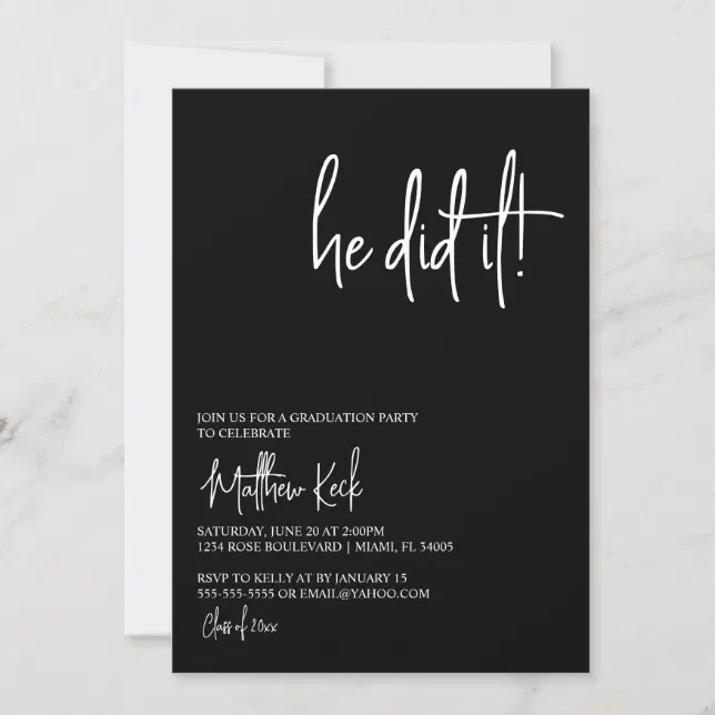 He Did It Graduation Party Invitation | Zazzle