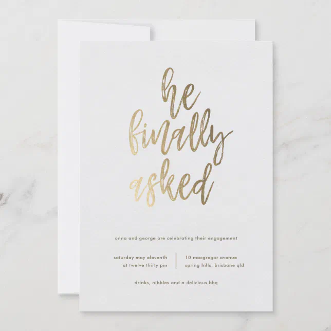 He Finally Asked Engagement Party Invitation | Zazzle