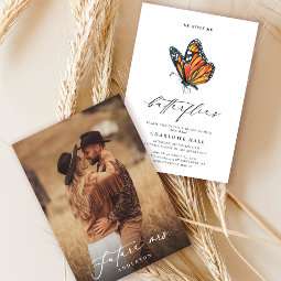 He Gives Me Butterflies Monarch Couple Photo Invitation | Zazzle