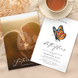 He Gives Me Butterflies Monarch Couple Photo Invitation | Zazzle