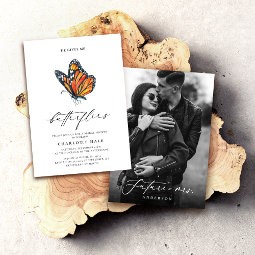 He Gives Me Butterflies Monarch Couple Photo Invitation | Zazzle