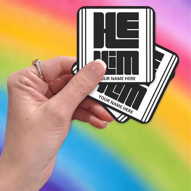 He Him Big Bold Pronouns Square Sticker | Zazzle