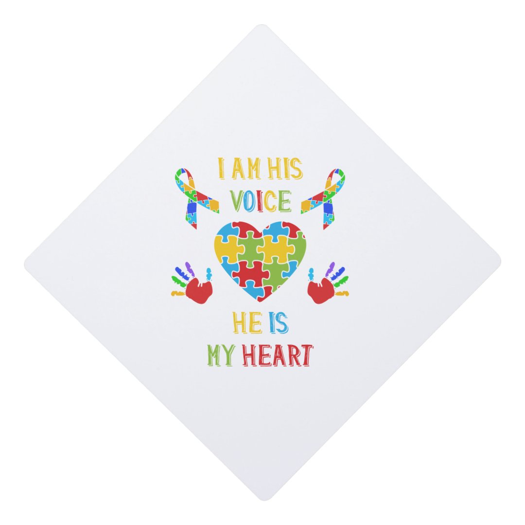 He Is My Heart Autism Graduation Cap Topper | Zazzle