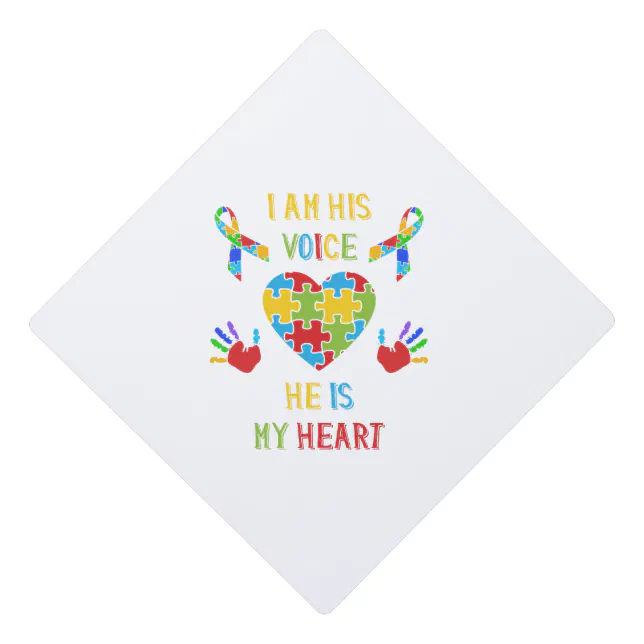 He Is My Heart Autism Graduation Cap Topper | Zazzle