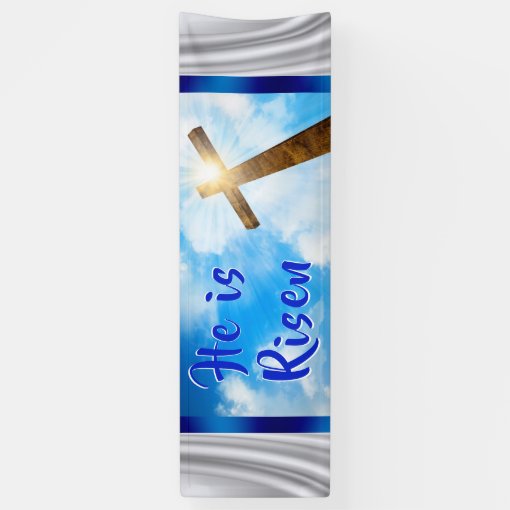 He is Risen Banner, Easter Banners for Church | Zazzle