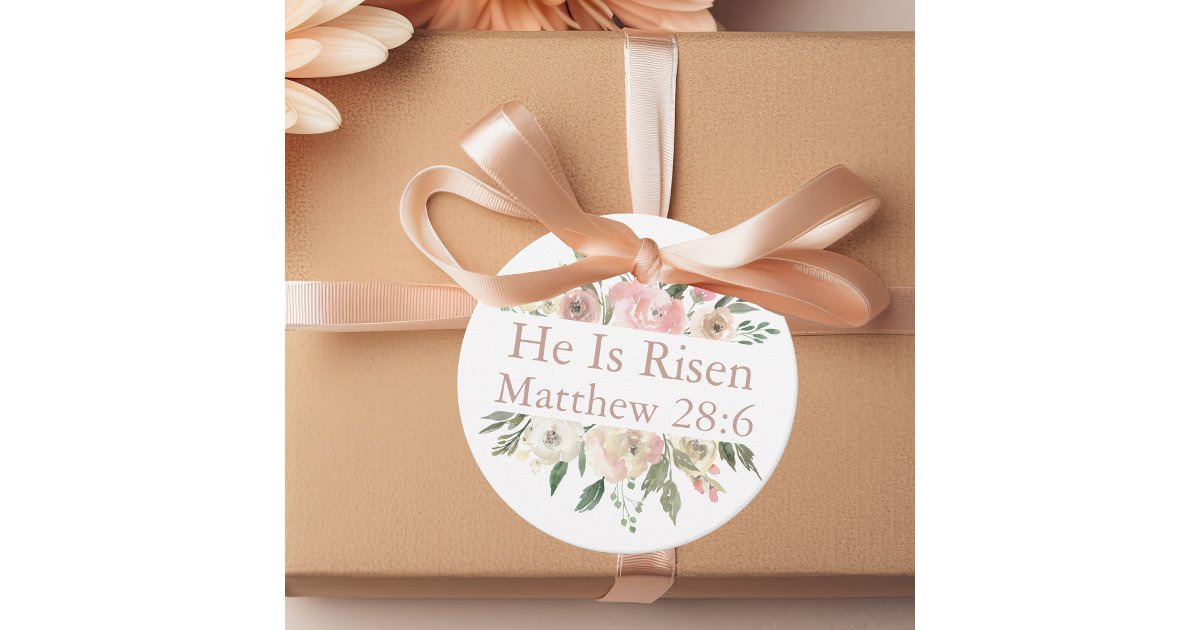 He is Risen Beautiful Pink Floral Easter Party Favor Tags | Zazzle