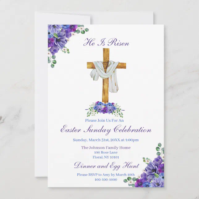 He Is Risen Christian Easter Invitation | Zazzle