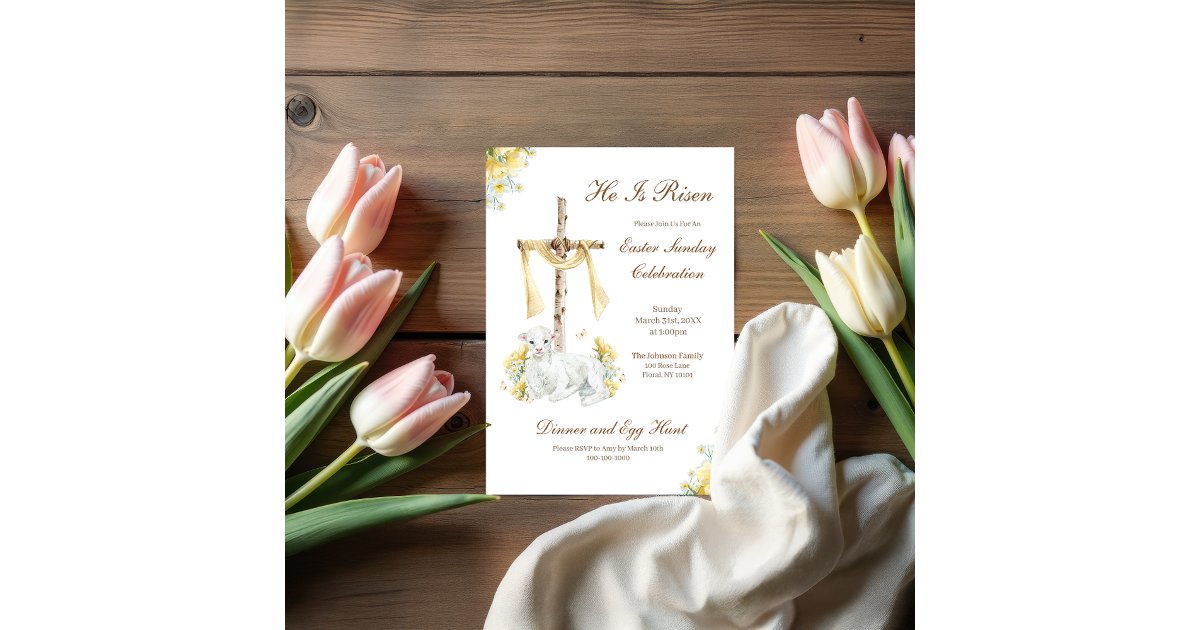 He Is Risen Christian Easter Invitation | Zazzle