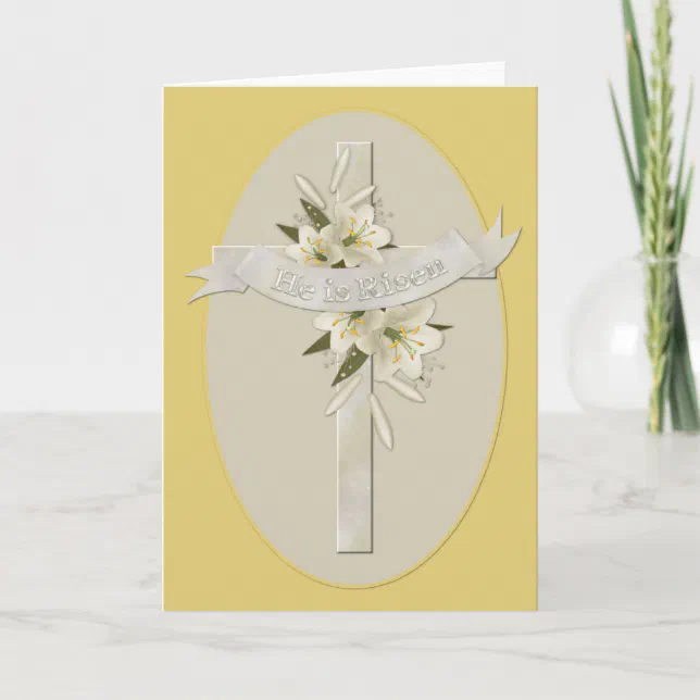 He is Risen Cross Christian Easter Greeting Card | Zazzle