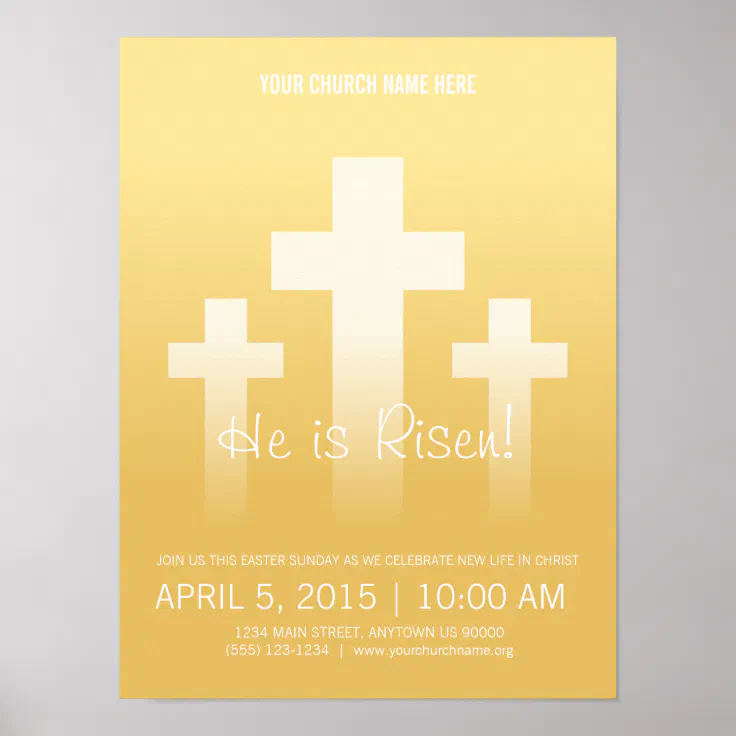 He is Risen! Customizable Easter Sunday Poster | Zazzle