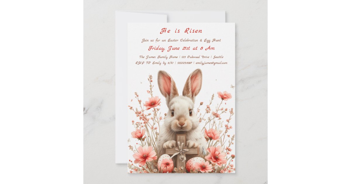 "He Is Risen" Easter Egg Hunt Invitation | Zazzle