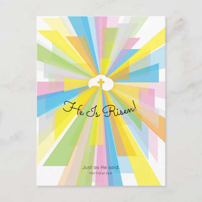 He Is Risen Easter Greeting Holiday Postcard | Zazzle