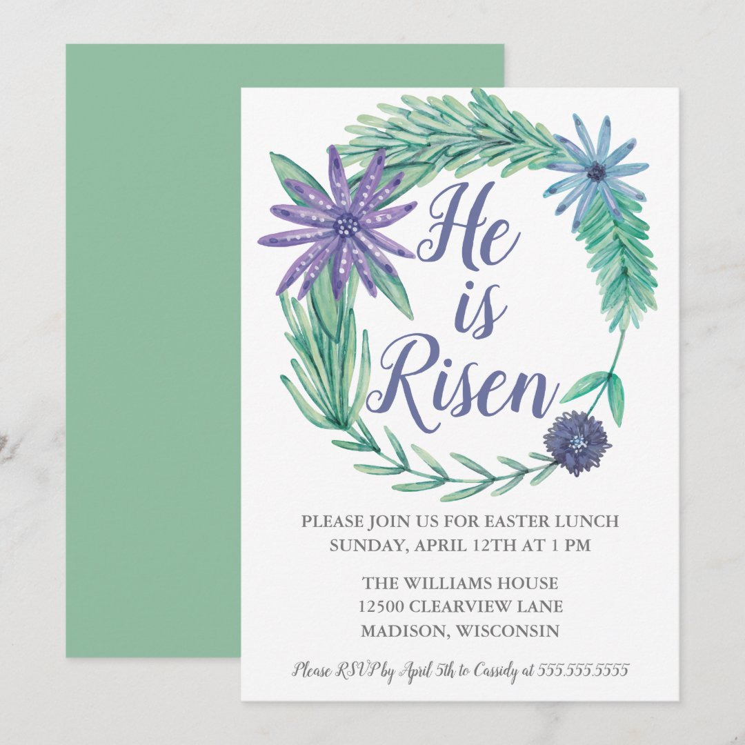 He is Risen Elegant Religous Easter Party Invitation | Zazzle