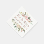 He is Risen Pink Beautiful Floral Religious Easter Napkins | Zazzle