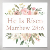 He is Risen Pink Beautiful Floral Religious Easter Poster | Zazzle