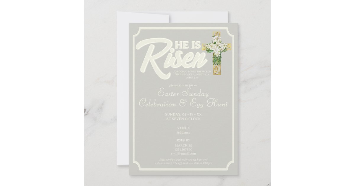 He Is Risen Religious Christian Easter Celebration Invitation | Zazzle