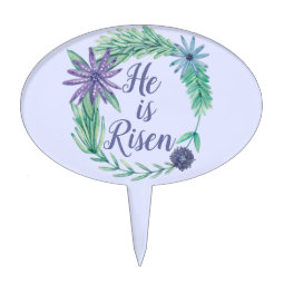He is Risen Religious Easter Floral Party Cake Topper | Zazzle