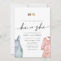 He or She Clothes Gender Reveal Invitation | Zazzle