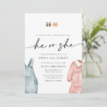 He or She Clothes Gender Reveal Invitation | Zazzle