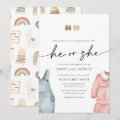 He or She Clothes Gender Reveal Invitation | Zazzle
