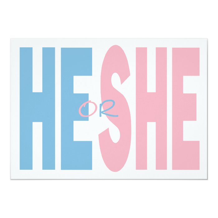 He Or She Gender Reveal Party Card Zazzle