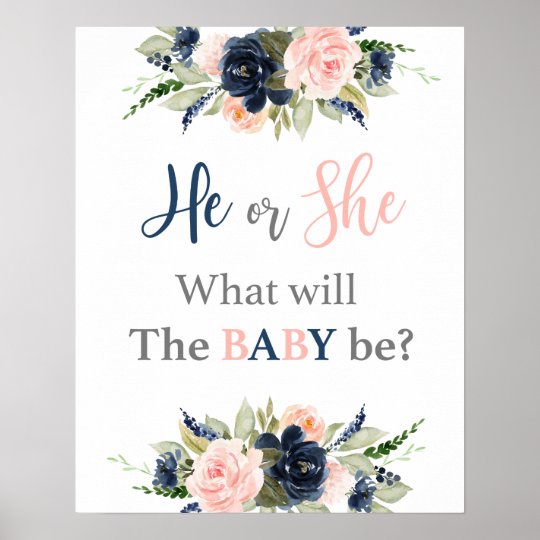 He or She Gender Reveal Poster | Zazzle.com