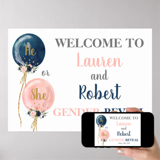 He or She Gender reveal welcome sign | Zazzle