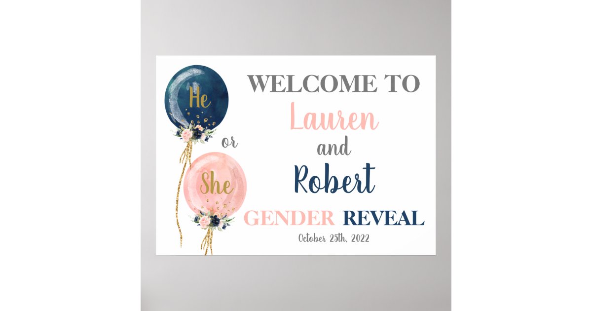 He or She Gender reveal welcome sign | Zazzle