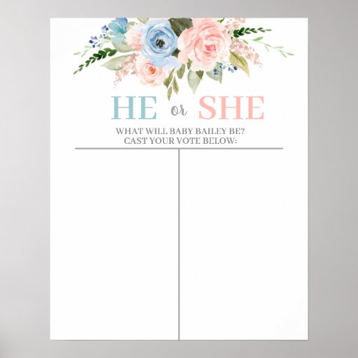 He or She Guess the gender poster | Zazzle
