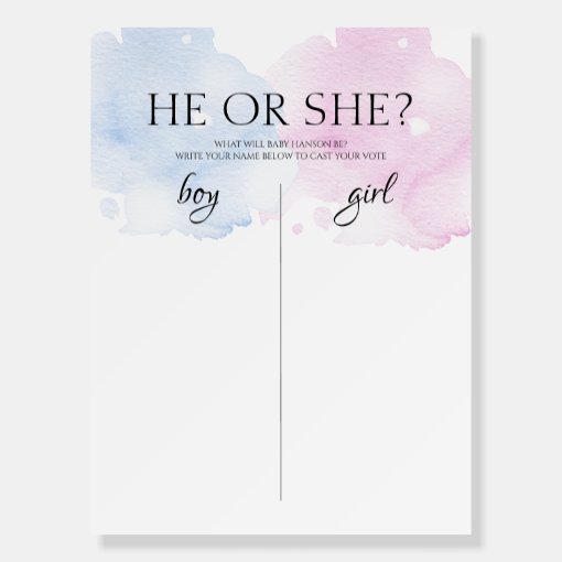 He or She What Will Baby Be Sign | Zazzle