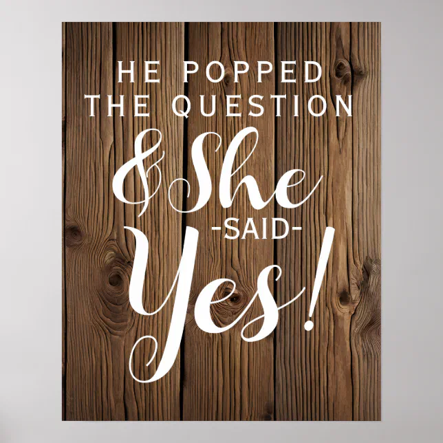 He popped the question engagement bridal shower poster | Zazzle
