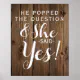 He popped the question engagement bridal shower poster | Zazzle