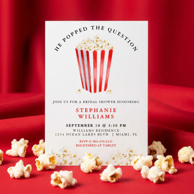 He Popped the Question Popcorn Bridal Shower Invitation | Zazzle