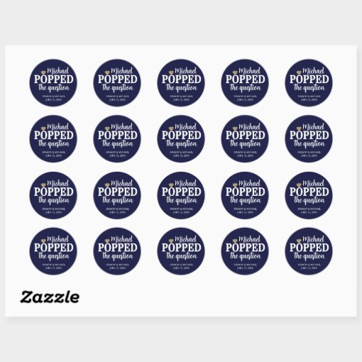 He Popped The Question Sticker | Navy | Zazzle