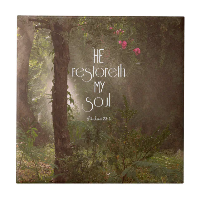 He restoreth my Soul Bible Verse Tile | Zazzle