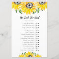 He Said She Said Sunflower Bridal Shower Game | Zazzle