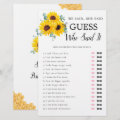 He Said She Said Sunflowers Bee Bridal Shower Game | Zazzle