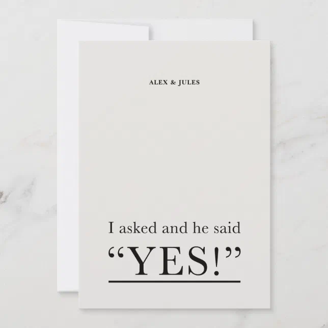 He Said Yes Word Text Engagement Party Invitation | Zazzle