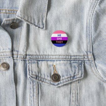 He/She/They Pronouns Genderfluid Flag Badge Button | Zazzle