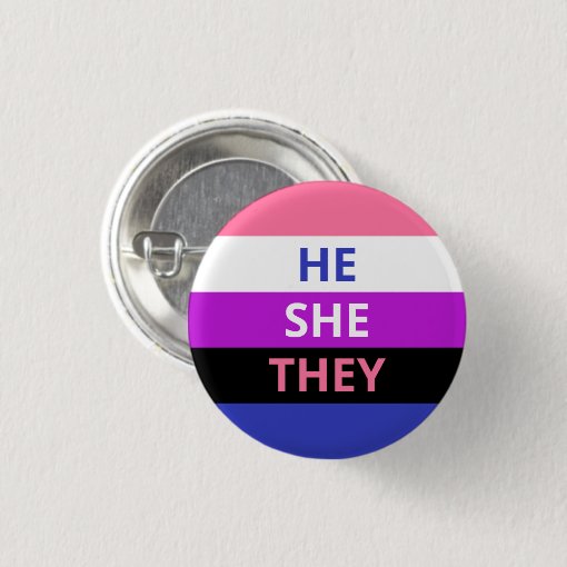 He/She/They Pronouns Genderfluid Flag Badge Button | Zazzle