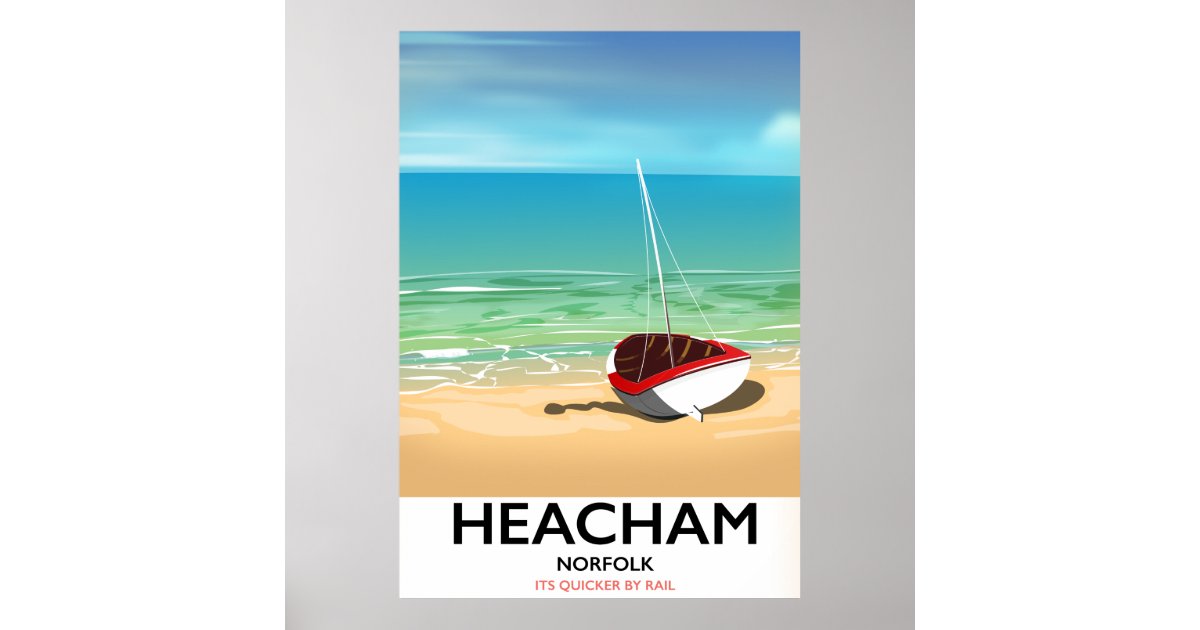 Heacham Norfolk vintage seaside poster | Zazzle