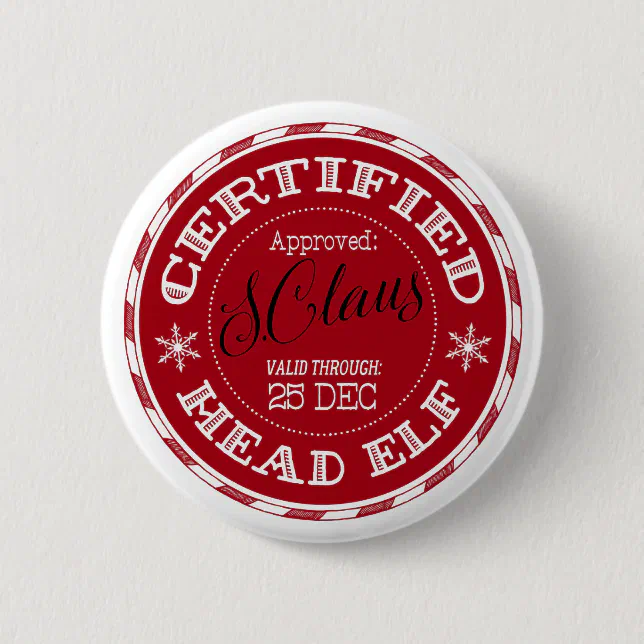 Head Elf | Christmas Seal of Approval Button | Zazzle