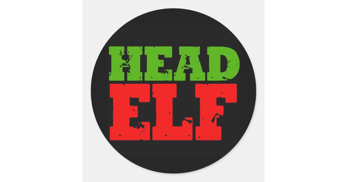 HEAD ELF CLASSIC ROUND STICKER | Zazzle
