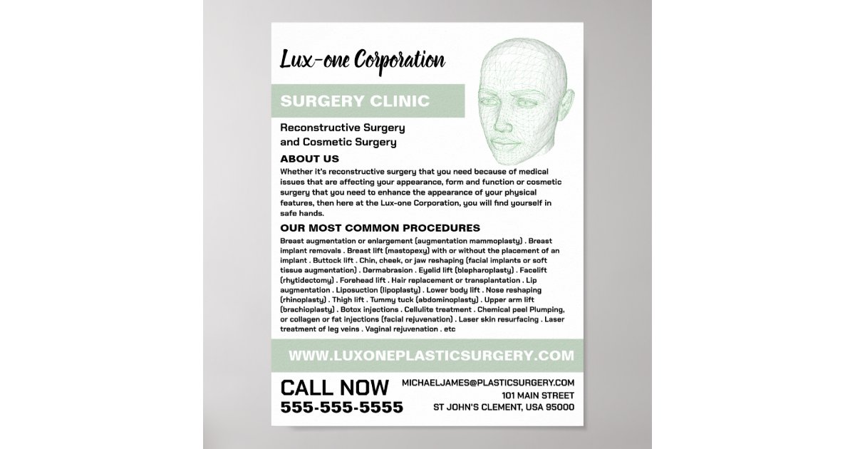 Head Model, Plastic Surgeon, Plastic Surgery Poster | Zazzle